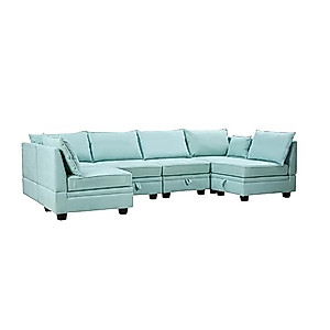 FULife Oversized U-Shaped Reversible Sectional Sofa with Chaise Lounge,Free Combination Convertible Modular Couch,Symmetrical Deep Seat Corner Couches w/Storage Seat,Comfy Upholstery Sleeper Sofá Bed