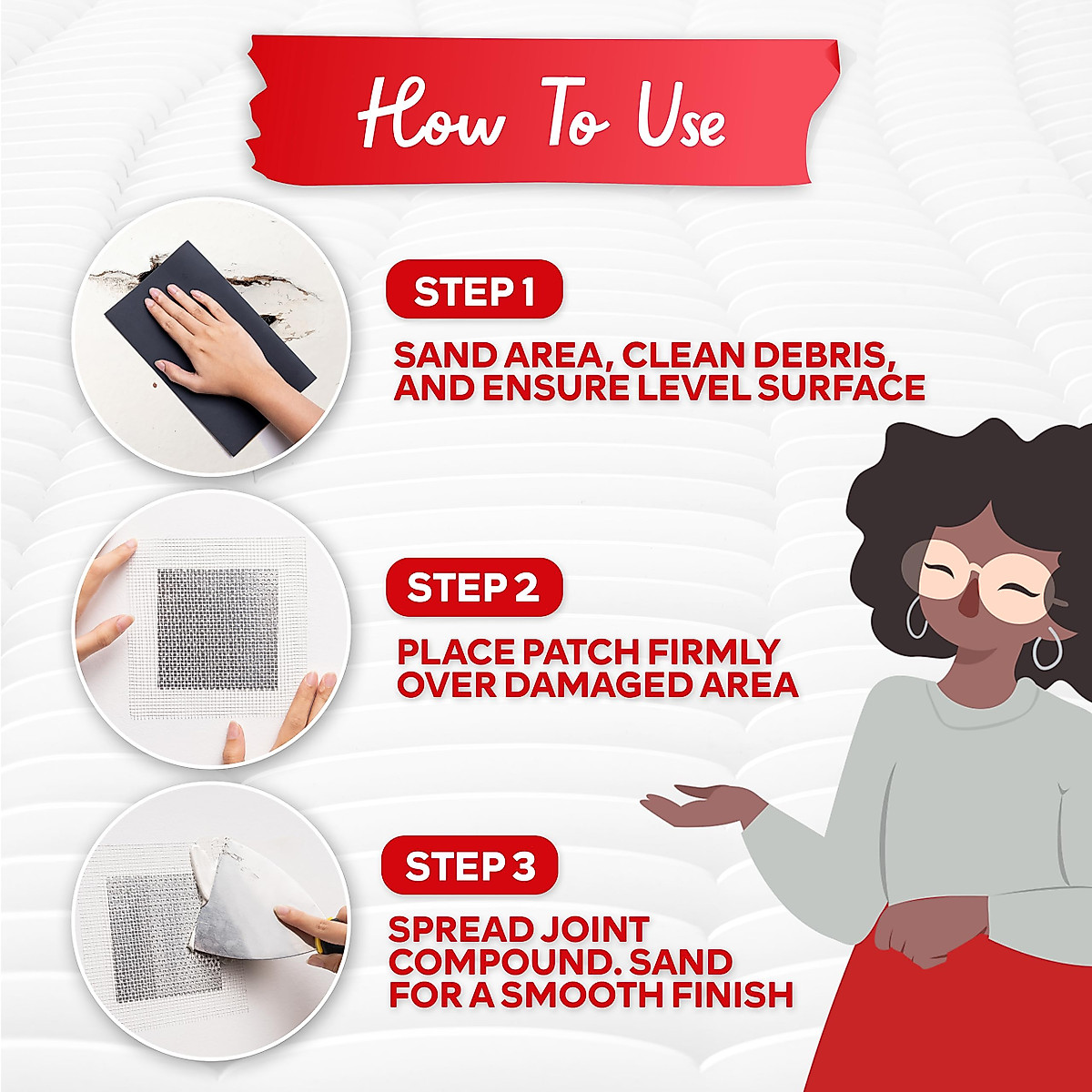 XFasten Drywall Repair Kit 12-Pack 4/6/8 Inch Aluminum Dry Wall Repair Patch Kit, Wall Patch Kit for Holes Drywall, Sheetrock Repair Kit, Ceiling Mesh Self-Adhesive Drywall Hole Repair Kit