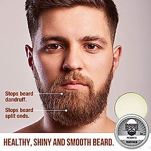 Beard Balm for Men by Rugged Roots - Hair Nourishing Beard Balm with Incognito(Unscented) for Healthy Beards - Encourage Strong Beard Growth and Strengthen Hair Unique Stocking Stuffer for Men