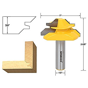 YONICO Lock Miter Router Bit 45 Degree - Up to 3/4-Inch Stock 1/2-Inch Shank 15127