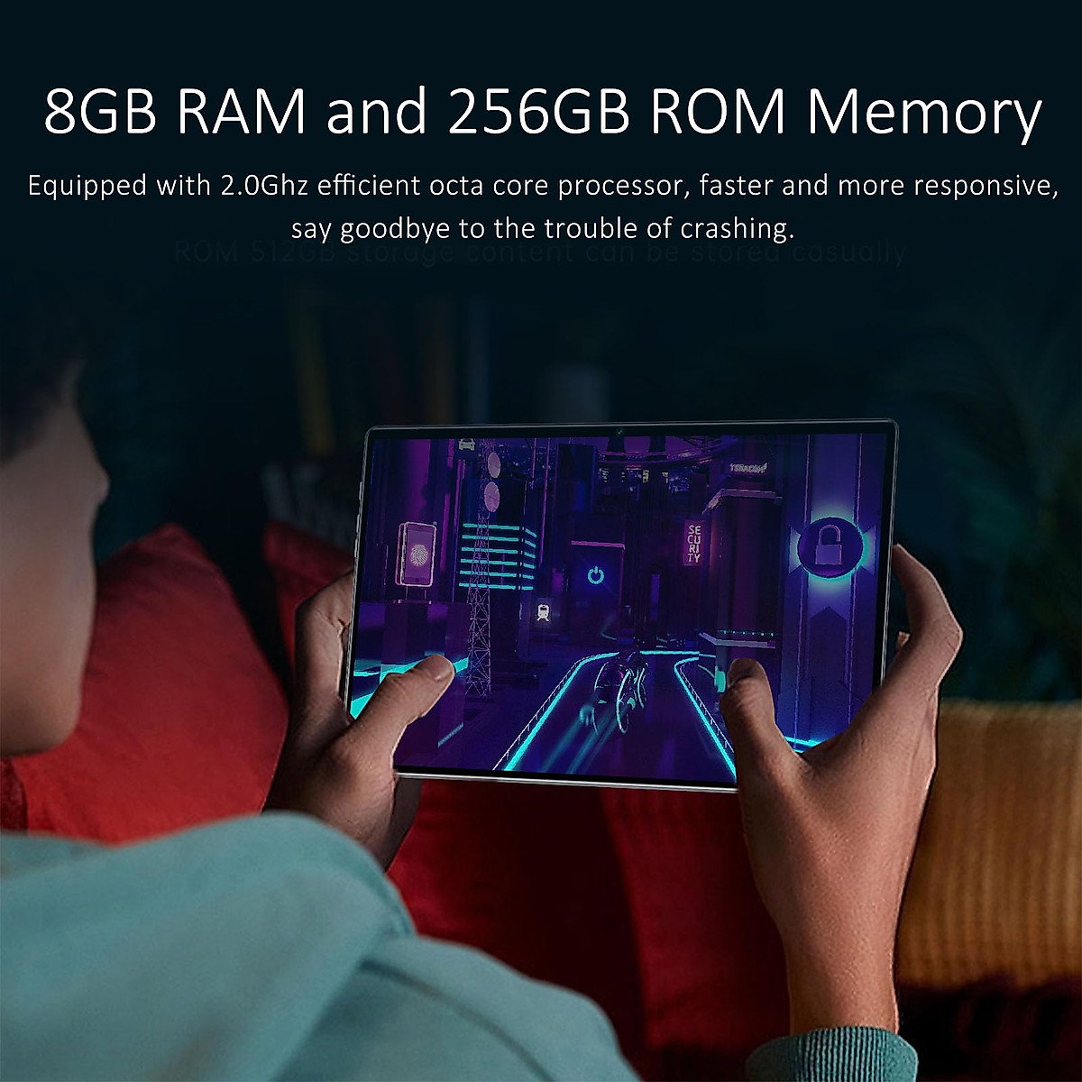 2 in 1 Tablet with Keyboard, 10.1 Inch HD 5G WiFi Tablet for Android12, 8GB RAM 256GB ROM, 7000mAh Octa Core 4G LTE Tablet with Dual Cameras for Study Office Game (US Plug)