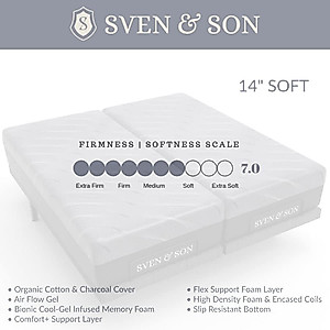 Sven & Son King Hybrid Mattress 14" Bamboo Charcoal and Luxury Cool Gel Memory Foam, Motion ISOLATING Springs, Designed in USA(King, Mattress Only 14")