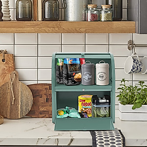 Olebes Bread Box, Metal Bread Box For Kitchen Countertop, Bread Storage Container Holds 2 Loaves Of Bread, High Capacity Breadbox, Bread Holder Suit Farmhouse Kitchen Decor For Counter (Black)