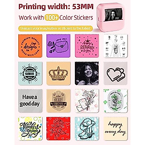 memolife 𝟐𝟎𝟐𝟑 𝐅𝐮𝐧 𝐆𝐢𝐟𝐭 Sticker Maker Machine - Mini Thermal Printer with 6 Rolls Non-Adhesive Paper (2in*21.3ft/Roll), Inkless Printer for iPhone & Android, Portable Mini Printer for DIY