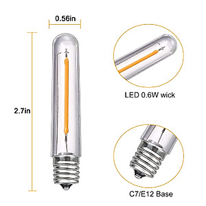 Bokoiuu New S14 LED String Light Replacement Bulb, 12PK LED Bulb, 0.6 Watts 120 Volts, E12 Screw Base, Warm White