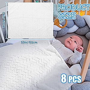 8 Pcs Baby Blanket Cozy Throw Blankets Fuzzy Baby Fleece Blankets Fluffy Warm Baby Crib Blanket for Unisex Newborn Infant Toddler Stroller Nursery Soft Receiving Swaddling Blankets, 24 x 32'' (White)