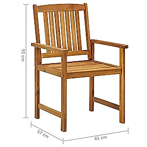 QZZCED Outdoor Dining Chair Dining Side Chair Conversation Furniture Set Patio Chairs with Cushions 6 pcs Solid Acacia Woodfor Lawn Backyard & Garden All-Weather Resistant