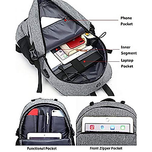 adorence Basketball Backpack with Ball Compartment(Ball Net, Water Resist) Soccer Bag/Volleyball Backpack- Grey