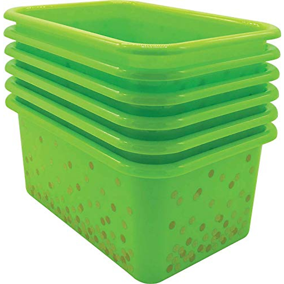 Lime Confetti Small Plastic Storage Bin - 6 Pack