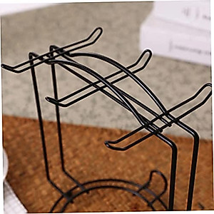 BUJIATANG 2 in 1 Tea Cup Holder Stand with Saucer Holder Stainless Steel Mug Tree Rack for 6 Mugs Metal Wire Coffee Cup Rack for Kitchen Black