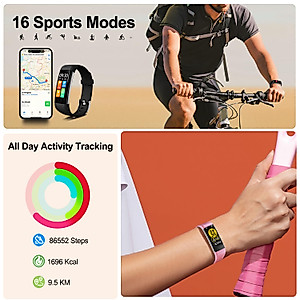 ENGERWALL Fitness Tracker with Step Counter/Calories/Stopwatch, Activity Tracker with Heart Rate Monitor, IP68, Health Tracker with Sleep Tracker, Smartwatch, Pedometer Watch for Women Men Kids