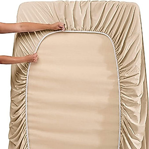 KAYLEN HOME 1800 TC Deep Pocket Full Size Sheets Set up to 16" - Hotel Luxury Extra Soft Brushed Microfiber 4 PC Bed Sheet Set, Cream