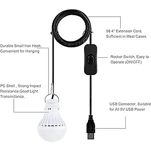 Onite USB Light, USB LED Camping Lantern with USB Splitter Y-Cable, 8ft Extra Length Cord Tent Light, Optimal Companion for Portable Power Station Solar Panel Charger Power Bank, WarmWhite