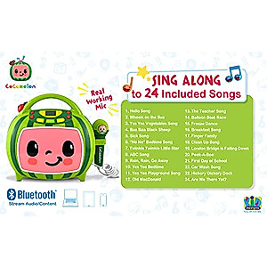 eKids Cocomelon Karaoke Machine with Built-in Cocomelon Songs and Microphone for Kids