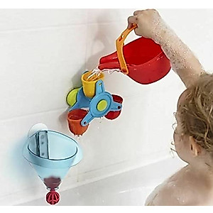 HABA Bathtub Ball Track Bathing Bliss Water Wonders - Waterwheel, Funnel and Watering Can for Endless Pouring Fun!