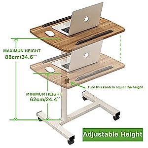 Highger Standing Desk Height Adjustable Laptop Desk, Portable Laptop Cart with Tilt-able Swivel Desktop, Ergonomic Rolling Desk with Wheels for Home Office