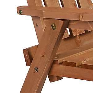 Outsunny Patio Bench, Garden Bench with Middle Table and Umbrella Hole, Wooden Outdoor Bench for Patio, Porch, Poolside, Balcony, Orange