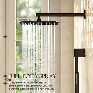ESNBIA Black Shower System, Slide Bar Shower Faucet Set with 10 Inches Rain Shower Head and Handheld Spray Combo, Shower Faucet with Valve, Wall Mounted High Pressure Shower Head Set
