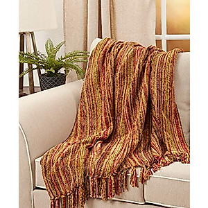 SARO LIFESTYLE Multicolor Chenille Throw Blanket, TH112.M5060, Multi, 50"" x 60"""