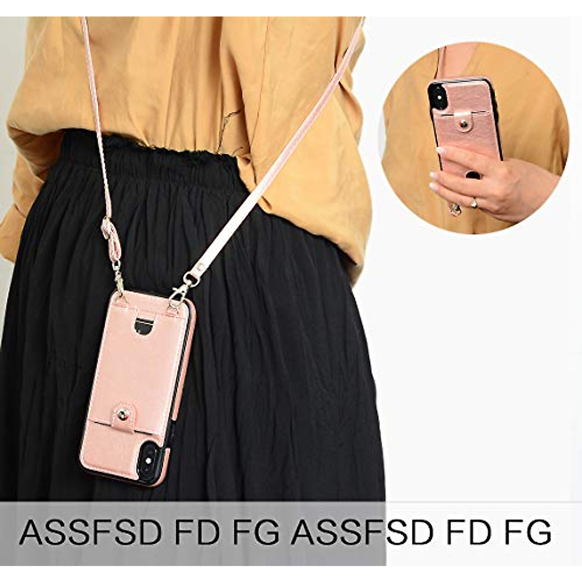 Jaorty PU Leather Wallet Case for Samsung Galaxy S10e Necklace Lanyard Case Cover with Card Holder Adjustable Detachable Anti-Lost Neck Strap Case for Samsung Galaxy S10e,Gold