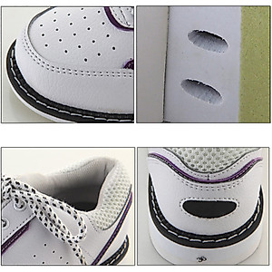 ZHENSI Women's Bowling Shoes Lightweight Breathable Leather Anti-Slip Buffer,White,6.5