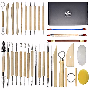 Augernis Pottery Sculpting Tools 32PCS Ceramic Clay Carving Tools Set for Beginners Expert Art Crafts Kid's After School Pottery Classes Club Children Students