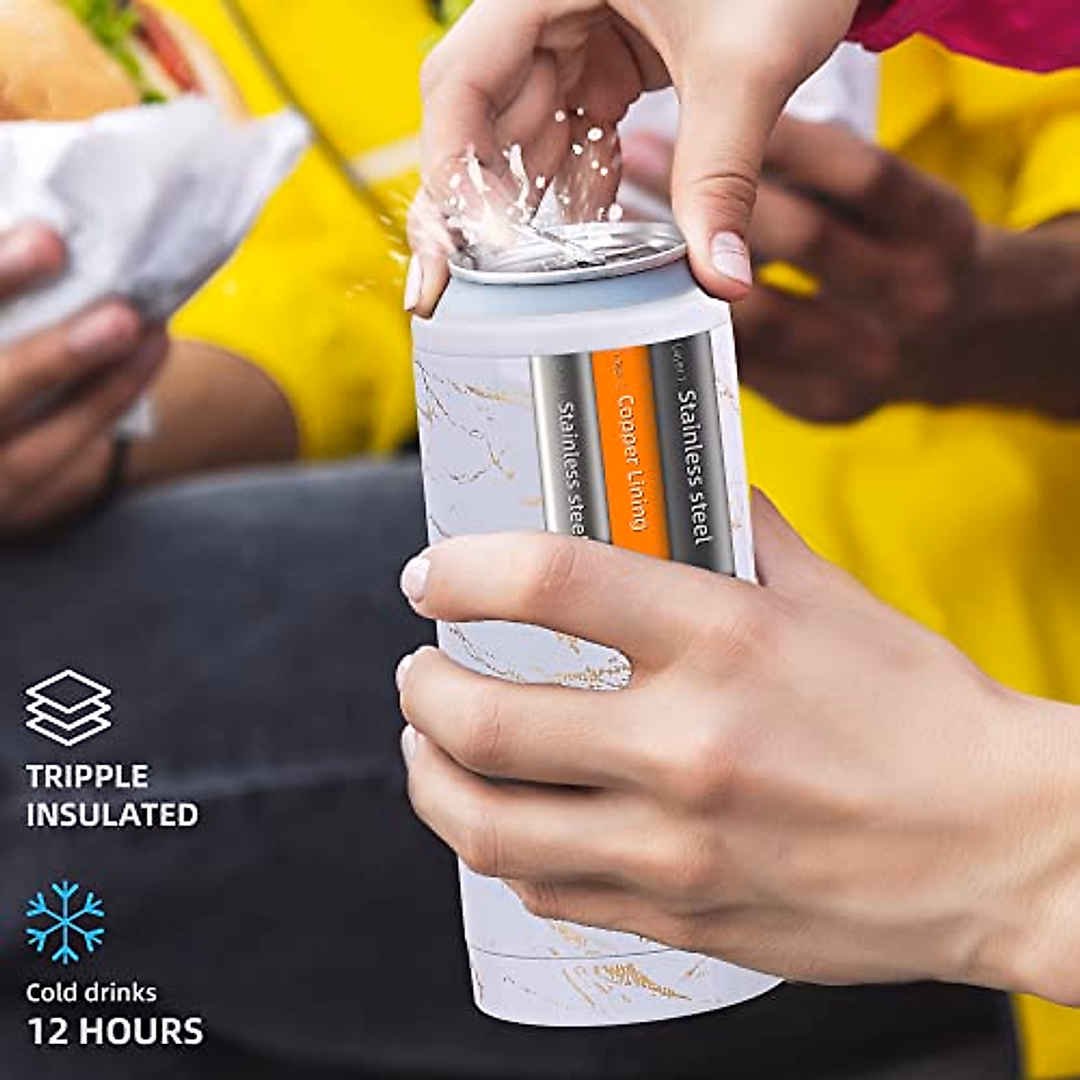 Boraijoe Skinny Can Cooler for Slim Beer and Hard Seltzer,Standard 12oz Sleeve,Double-Walled Stainless Steel Vacuum Insulated Slim Cans - Kite