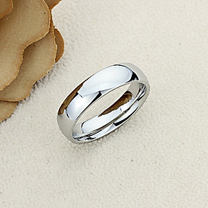 Prime Pristine Free Engraving Personalized Stainless Steel Wedding Band Ring 6MM High Polished Classy Domed Ring SZ:7