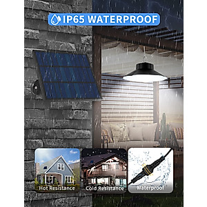 Solar Shed Lights Outdoor Indoor,Led Dusk to Dawn Battery Powered Pendant Lights with Remote Control 4 Modes(Timer Lighting|Auto-On|5 Dimmable|Daytime-On) Waterproof Ip65 for Gazebo Porch Hanging
