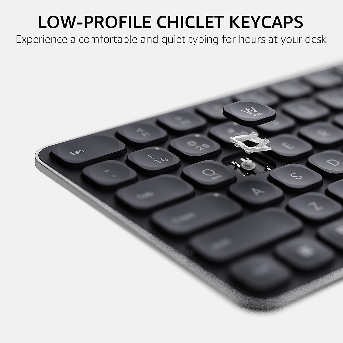 Rapoo E9350L Rechargeable Wireless Keyboard, Support 4 Devices, Ultra-Slim with Indicator Light, Quiet, 90-Day Battery Life, Full Size Keyboard with Numeric Keypad for Windows/Mac/Linux/Chrome, Black