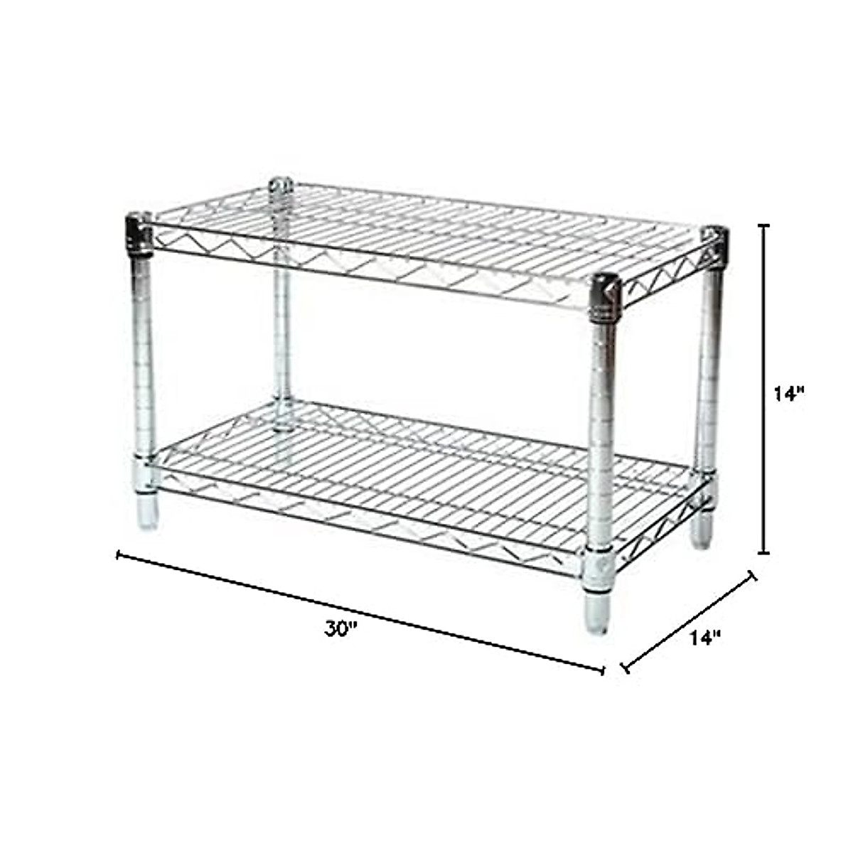 Shelving Inc. 14" d x 30" w Chrome Wire Shelving with 2 Tier Shelves, Weight Capacity 800lbs Per Shelf