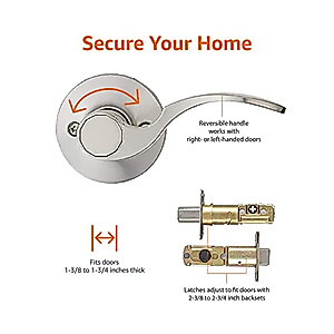 Amazon Basics Handleset with Shelby Lever - Single Cylinder - Satin Nickel