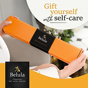 Premium Dry Brushing Body Brush Set by Belula- Natural Boar Bristle Body Brush, Exfoliating Face Brush & One Pair Bath & Shower Gloves. Free Bag & How To – Great Gift For A Glowing Skin & Healthy Body