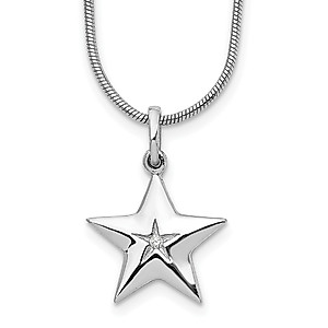 IceCarats 925 Sterling Silver 18 inch Diamond Star Chain Necklace
