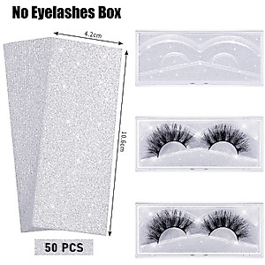Blulu 50 Pieces Lash Box Internal Glitter Background Paper Rectangle Glitter Cardstock for False Eyelashes Storage Box lashes Case Holder Makeup Cosmetic Container, No Eyelashes Box