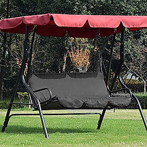 TOPINCN Swing Cushion Cover, 3 Seat Premium 190T Polyester Taffeta Swing Seat Cover Outdoor Waterproof Swing Chair Protective Cover for Patio Courtyard Garden 59.1 x 19.7 x 3.9in(Black)
