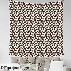 Cow Print Fabric by The Yard, Cowhide Upholstery Fabric, Cow Animal Skin Decorative Fabric, Highland Cow Farmhouse Indoor Outdoor Fabric, DIY Art Waterproof Fabric, Brown Beige, 3 Yards