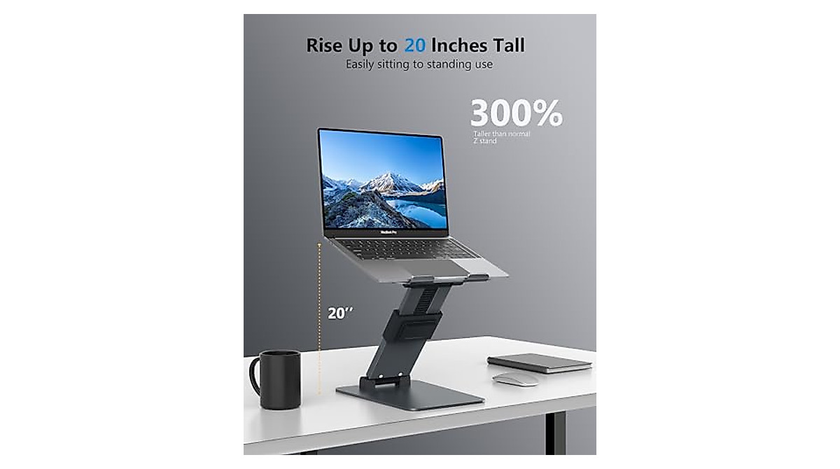 JCZT Adjustable Laptop Stand for Desk [Lift Up to 20'' ], Ergonomic ...