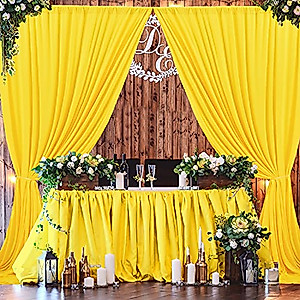 10ftx10ft Yellow Backdrop Curtain Panels for Parties, Wrinkle Free Polyester Photography Backdrop Curtains, Wedding Party Decoration Supplies