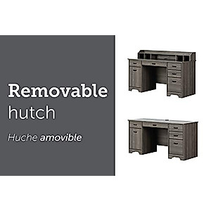 South Shore Versa Computer Office Desk with Power Bar, Gray Maple