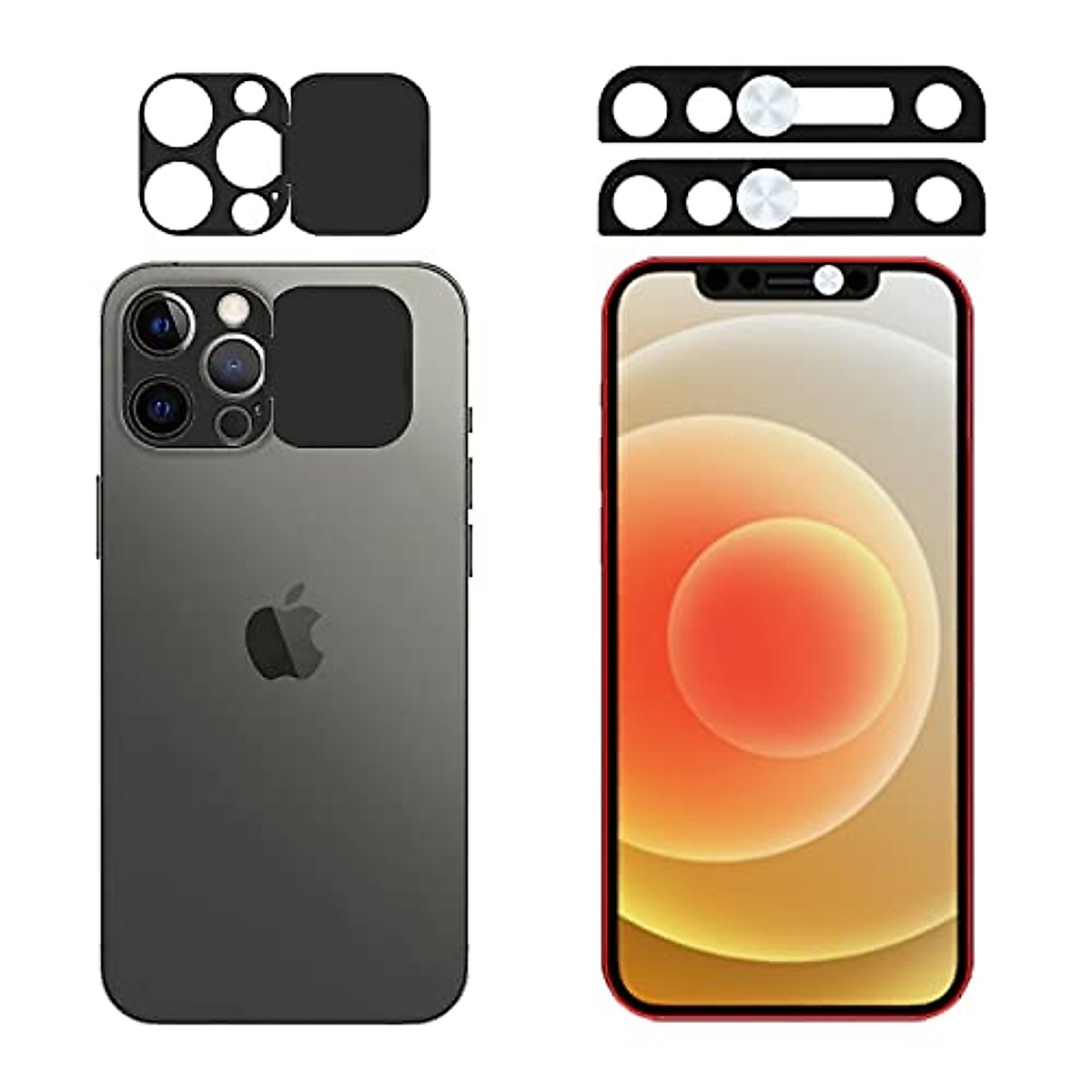 EYSOFT Camera Lens Cover Compatible for iPhone 12 Pro Max Bundled with iPhone Front Camera Cover (Silver),Protect Privacy and Security But Not Affect Face Recognition