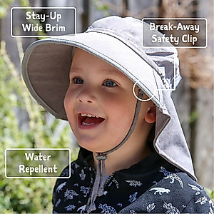 JAN & JUL Toddler Boys UV Sun-Hat Wide Brim with Large Neck Flap (M: 6-24 Months, Army Green)