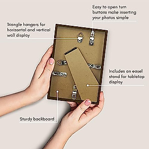 Americanflat 4x6 Picture Frame in Walnut - Thin Border Photo Frame with Shatter Resistant Glass - Horizontal and Vertical Formats for Wall and Tabletop
