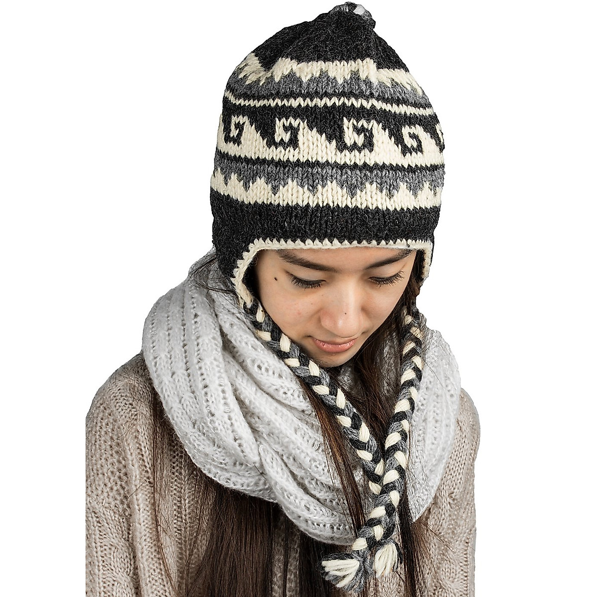 Tribe Azure Fair Trade Womens Beanie Hats, Warm Hats for Women Knit Hat for Women Women's Skullies & Beanie for Women (Grey)