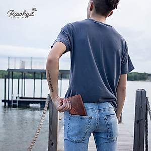 Mallard Duck Wallet - Full-Grain Leather Long Wallets for Men - RFID Blocking Long Bifold Wallet - Mens Leather Wallets w/ 8 Card Slots & Money or Checkbook Sleeve - Great Duck Hunting Gifts for Men