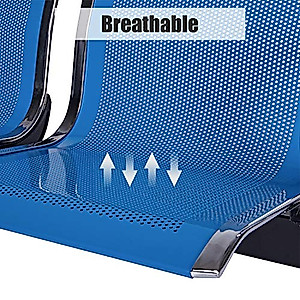 Kinsuite 3-Seat Waiting Room Chairs - Airport Reception Chairs Waiting Room Bench Reception Bench Lobby Bench Seating for Office Business Bank Hospital, Blue