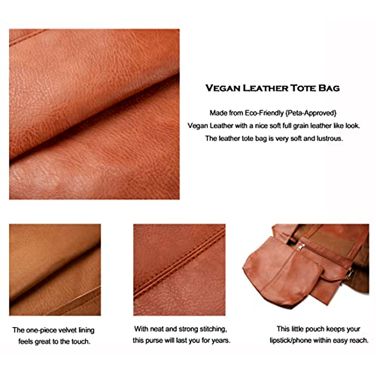 Large Tote Bag for Women, Leather Hobo Bags Shoulder Bag, Brown Purses for Women, Vegan Leather Designer Handbags Weekender Bag, Brown