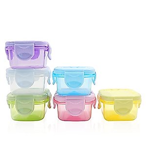 LELE LIFE 6Pcs Mini Food Storage Containers, Leakproof Lids, Condiment Sauce Containers, Mini Freezer Storage Containers Airtight Containers, Dishwasher Freezer and Microwave Safe, 2oz