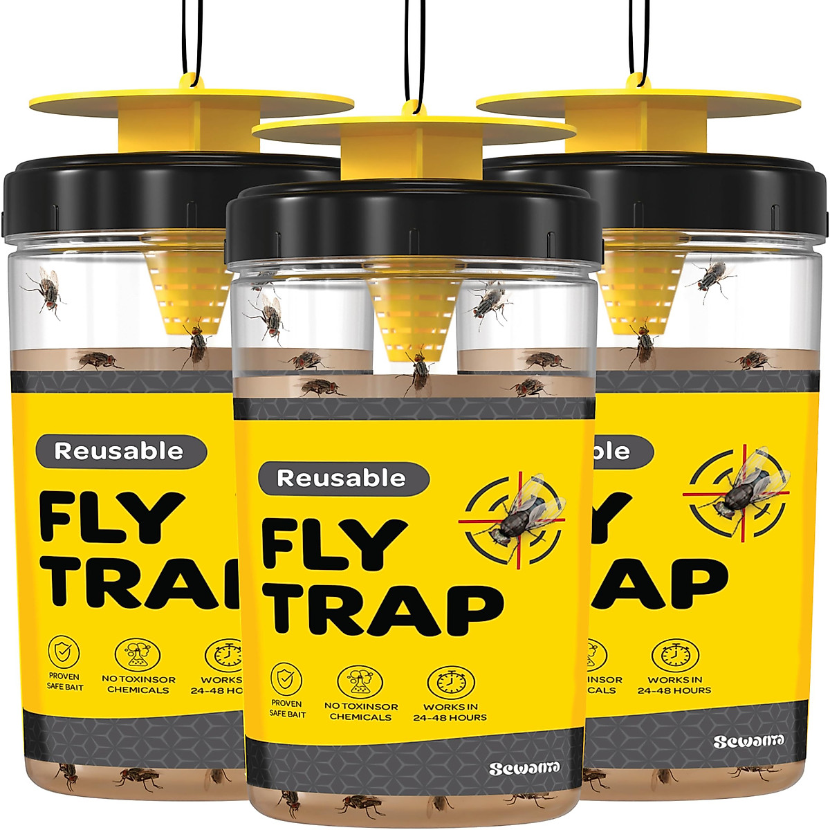 Outdoor Fly Trap [Set of 3] Fly Traps Outdoor with Dissolvable Non ...