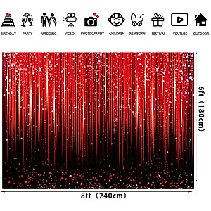Red Glitter Backdrop for Photography Black and Red Bokeh Sequin Spots Birthday Party Background Baby Shower Winter Christmas New Year Party Decorations Photo Props